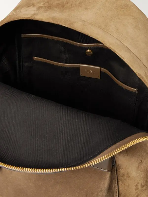 TOM FORD Buckley Leather-trimmed Suede Backpack - Brown