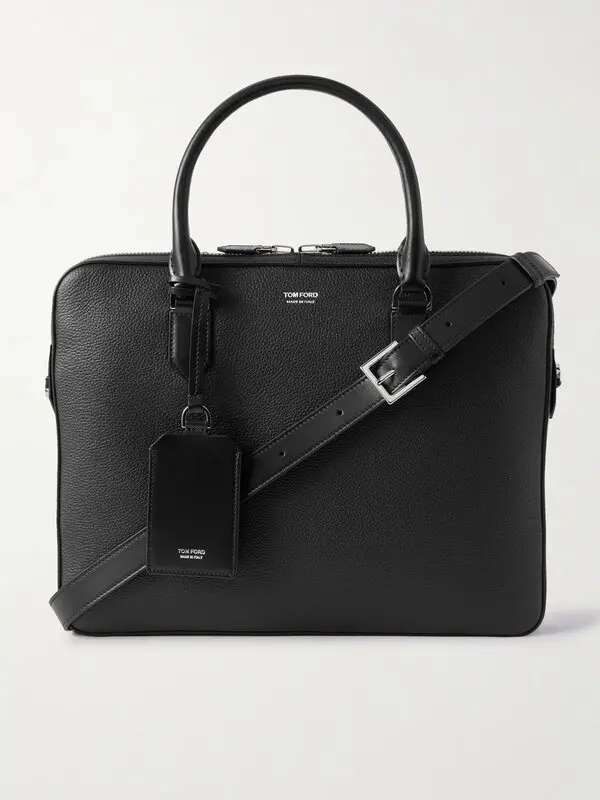 TOM FORD Elliot Full-grain Leather Briefcase - Black