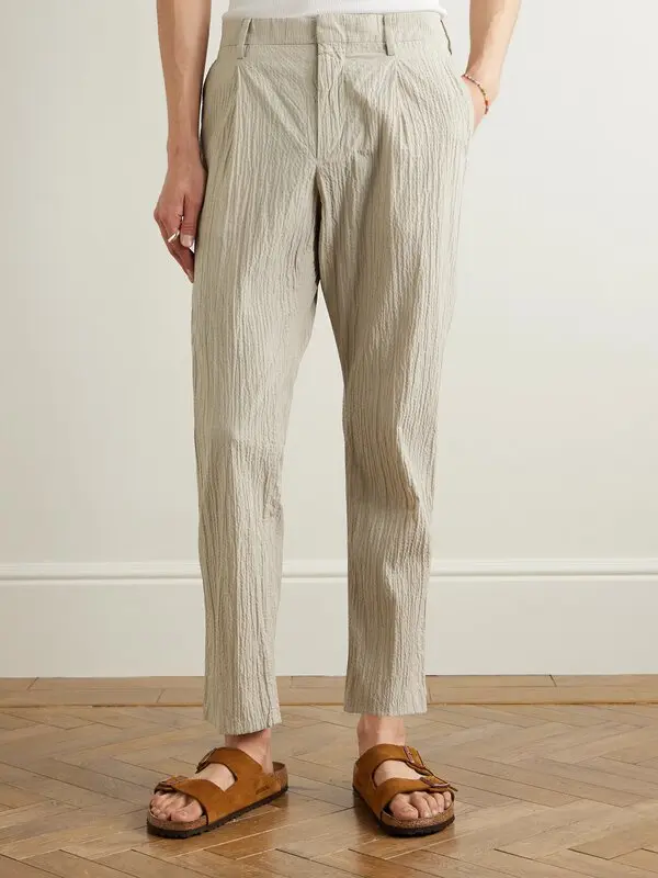 Nn07 Bill 5721 Straight-leg Seersucker Trousers - Neutrals