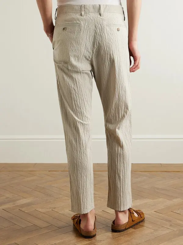 Nn07 Bill 5721 Straight-leg Seersucker Trousers - Neutrals