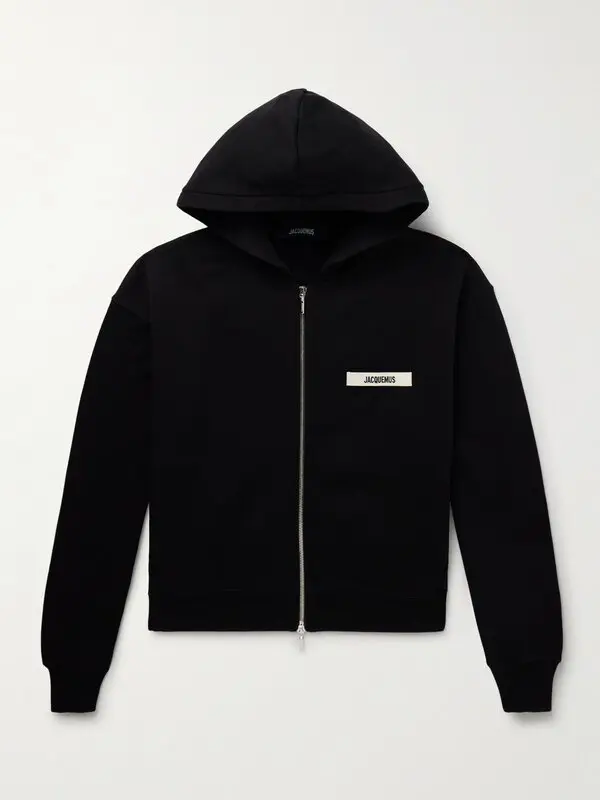 Jacquemus Logo-embroidered Cotton-jersey Zip-up Hoodie