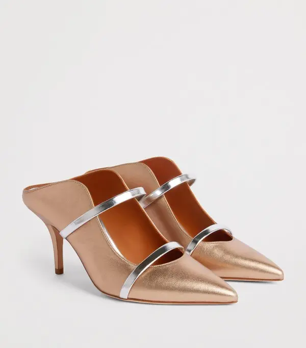 MALONE SOULIERS Metallic Leather Maureen Mules - Gold