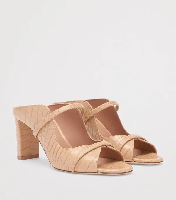 MALONE SOULIERS Croc-embossed Norah Heeled Sandals - Beige