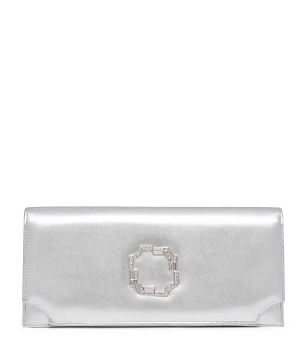 MALONE SOULIERS Metallic Leather Vivien Clutch - Silver