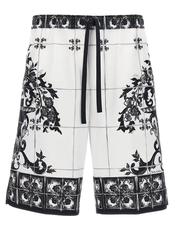 Dolce & Gabbana Maiolica Print Bermuda Shorts - White/black
