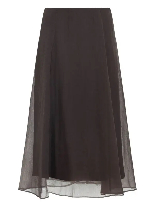 Brunello Cucinelli Silk Long Skirt - Brown