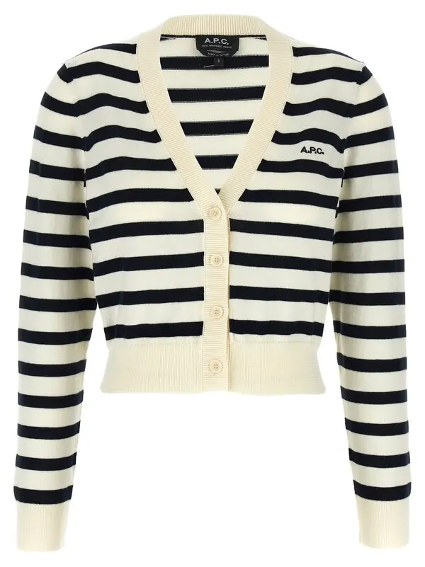 A.p.c. Gaelle' Striped Cardigan - Blue