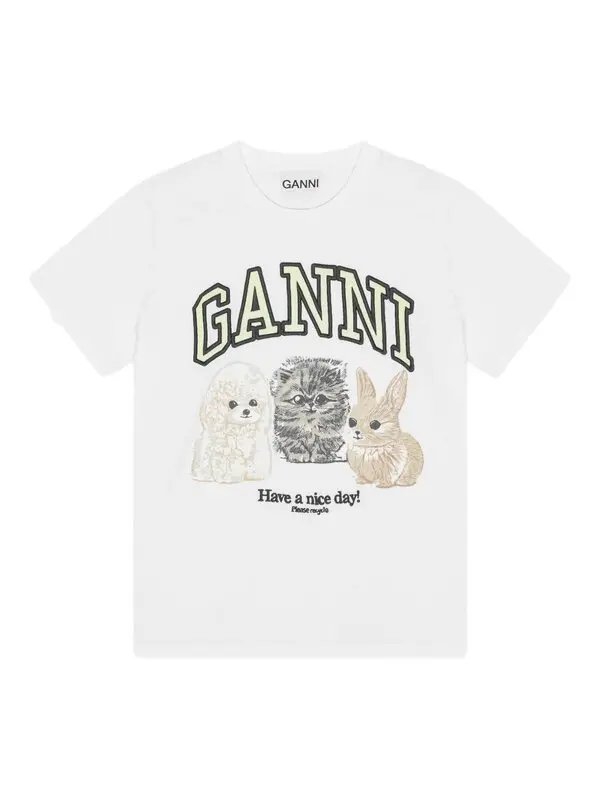 GANNI Organic Cotton Graphic T-shirt - White