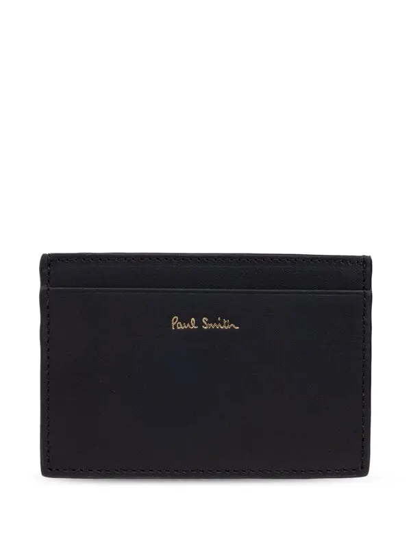 Paul Smith Signature Stripe Leather Card Case - Black