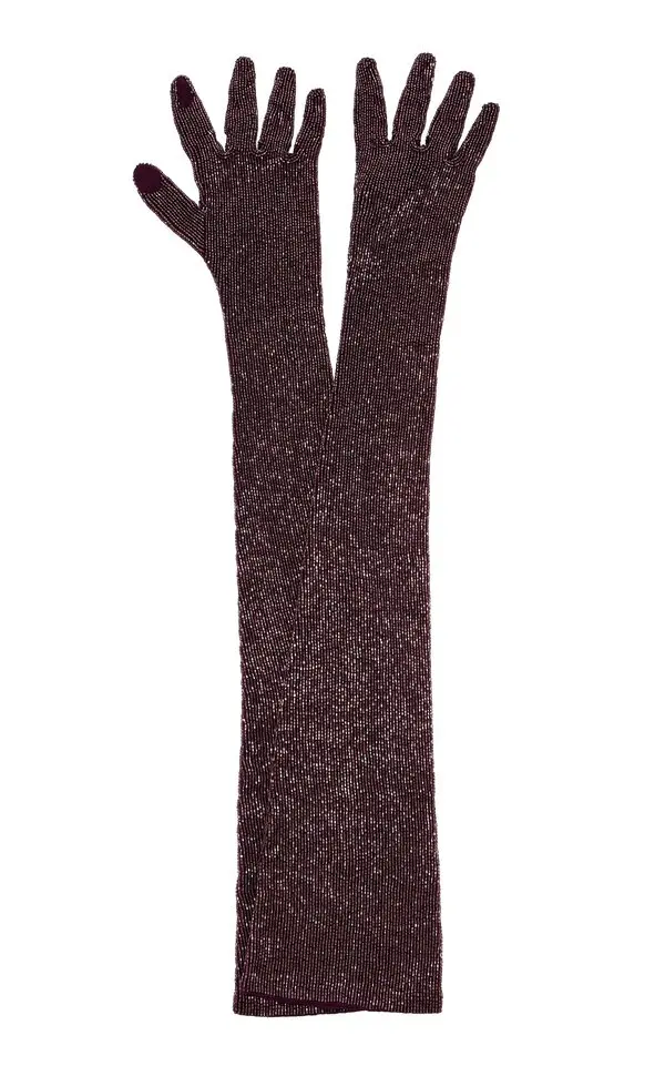 WIEDERHOEFT Opera Beaded Gloves - Burgundy