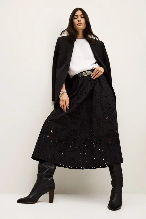 Ba&sh Bela Flared Embroidered Skirt