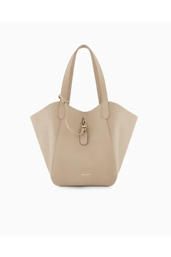 Giorgio Armani Pebbled Leather Handbag - Beige