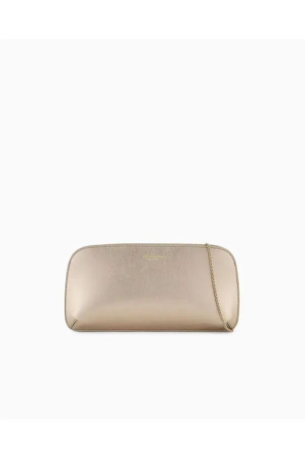 Giorgio Armani Lamé Leather La Prima Horizontal Clutch - Beige
