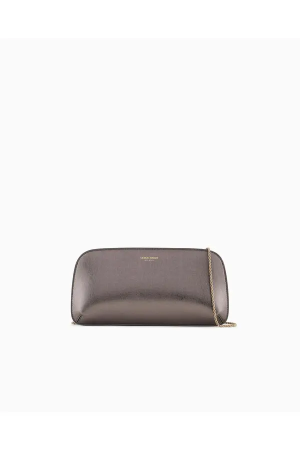 Giorgio Armani Lamé Leather La Prima Horizontal Clutch - Grey