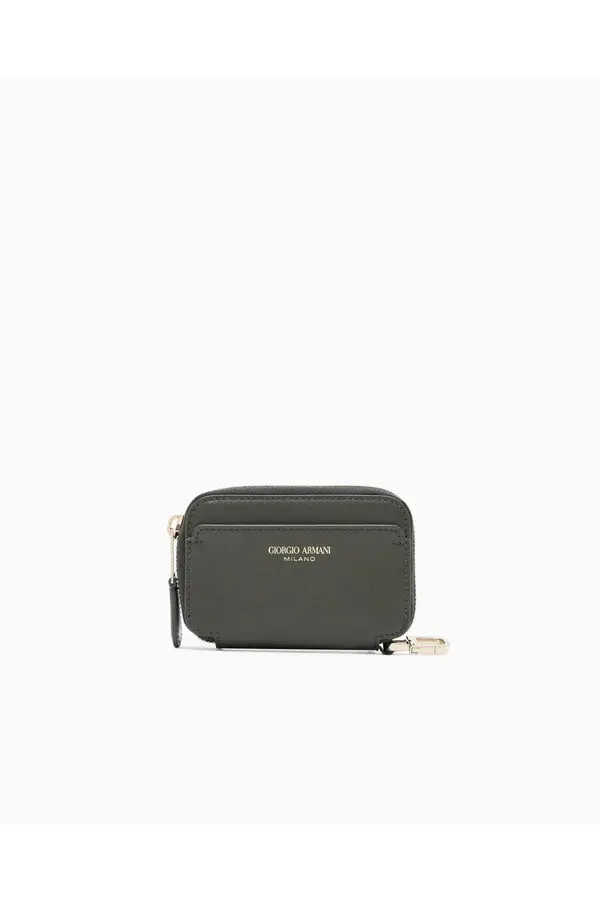 Giorgio Armani Leather Mini Wraparound-zip Wallet - Green