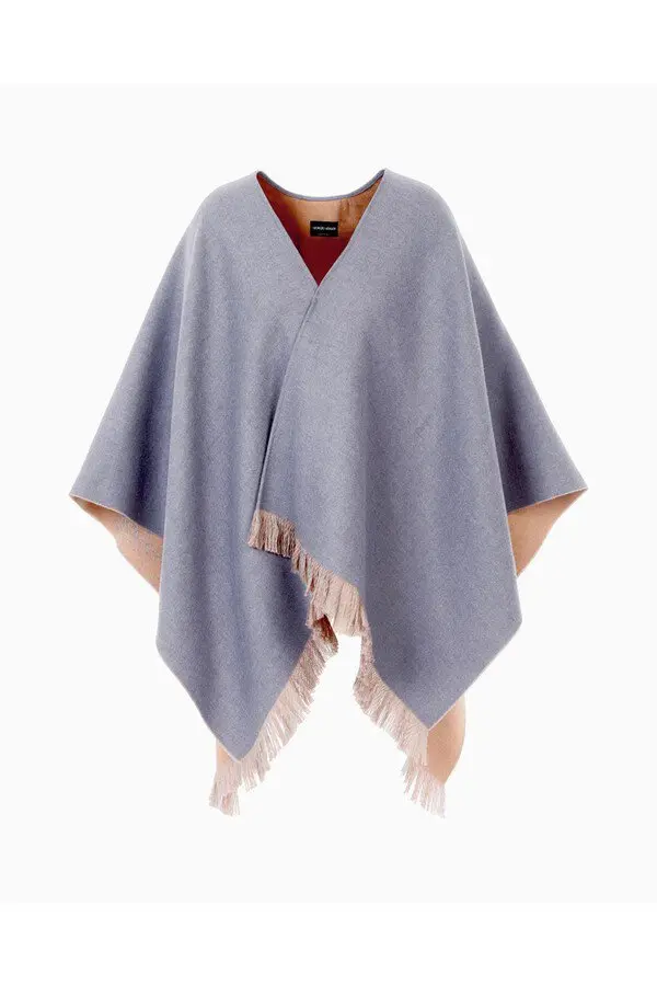 Giorgio Armani Wool Cape With Ga Logo - Grey