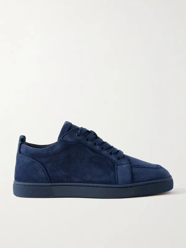 CHRISTIAN LOUBOUTIN Rantulow Orlato Grosgrain-trimmed Suede Sneakers - Blue