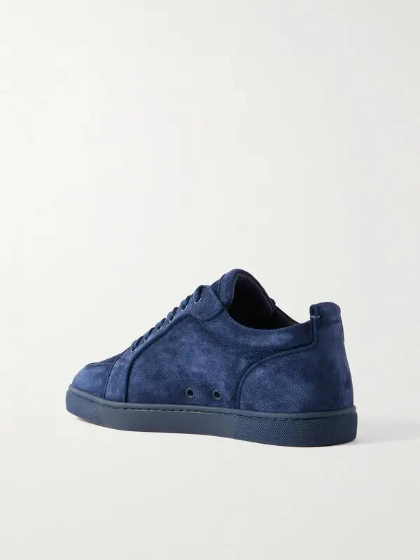 CHRISTIAN LOUBOUTIN Rantulow Orlato Grosgrain-trimmed Suede Sneakers - Blue