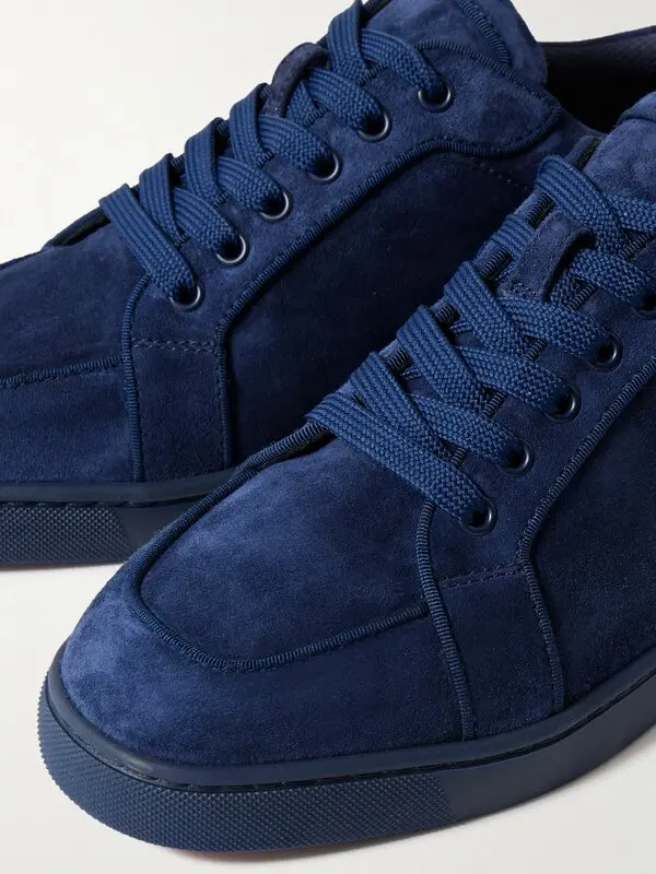 CHRISTIAN LOUBOUTIN Rantulow Orlato Grosgrain-trimmed Suede Sneakers - Blue