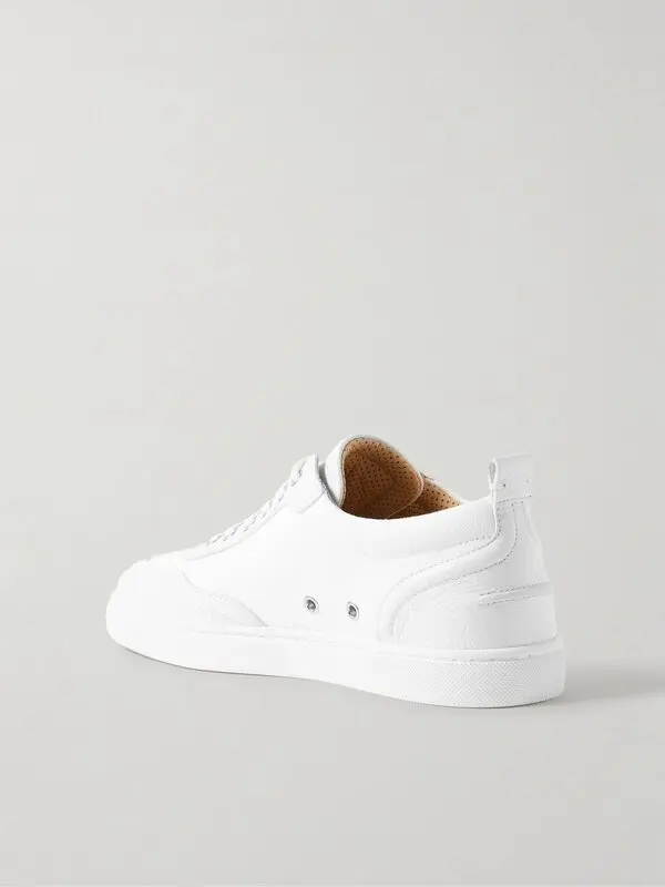 CHRISTIAN LOUBOUTIN Full-grain Leather-trimmed Canvas Sneakers - White