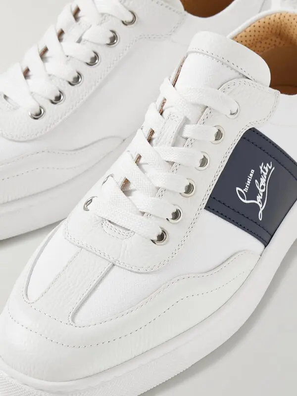 CHRISTIAN LOUBOUTIN Full-grain Leather-trimmed Canvas Sneakers - White