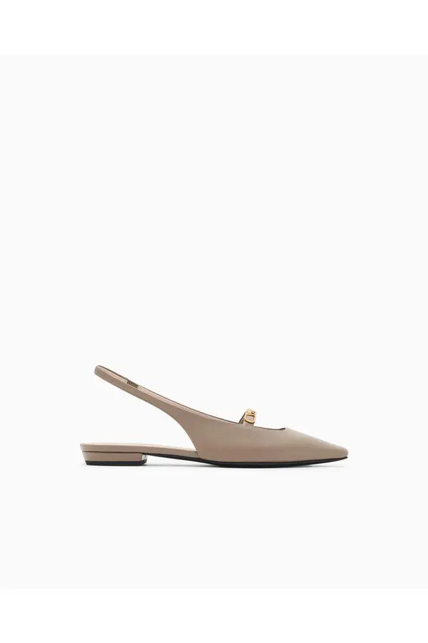 Emporio Armani Nappa Leather Ballerinas - Natural