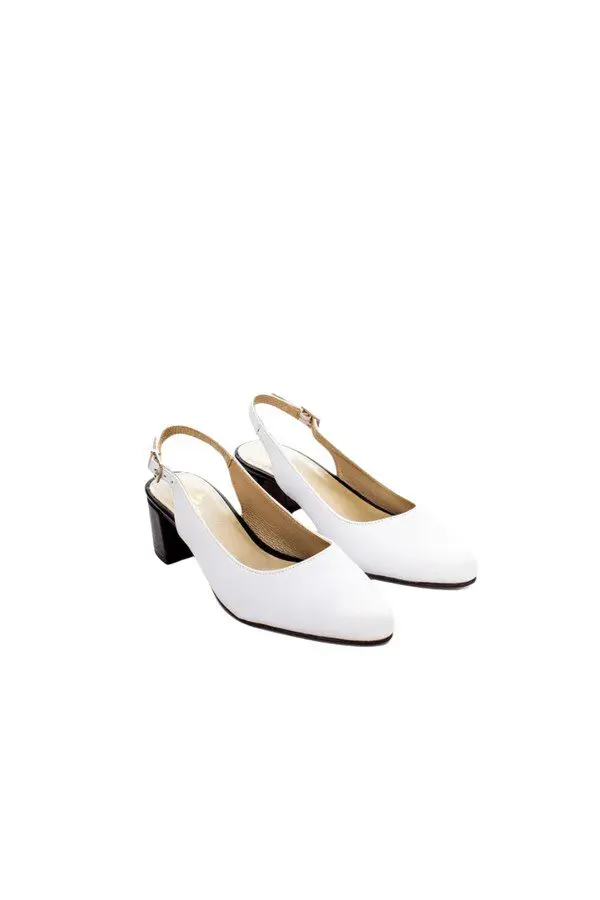 MENINA STEP Slingback Block Heel Napa - White