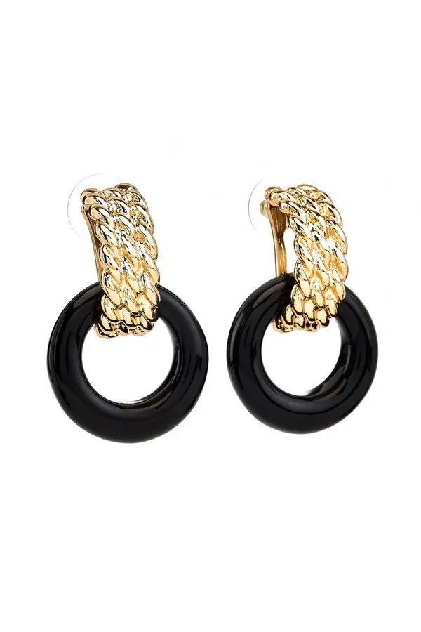 KENNETH JAY LANE Doorknocker Pierced Earrings - Gold