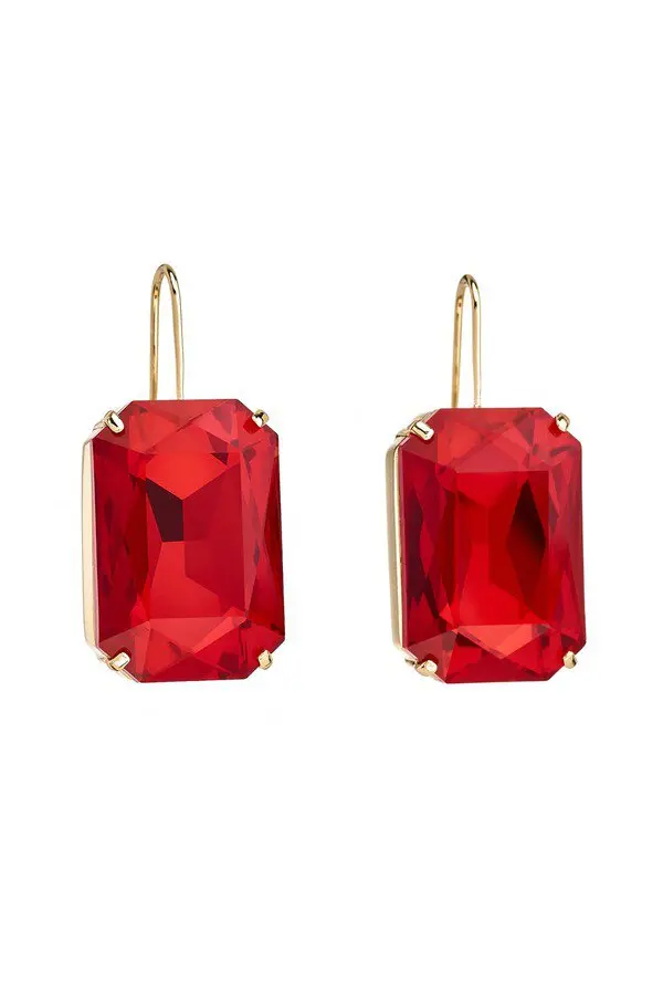 KENNETH JAY LANE Ruby Octagon Fishhook Earrings - Gold