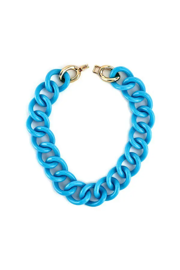KENNETH JAY LANE Turquoise Resin Link Necklace - Gold