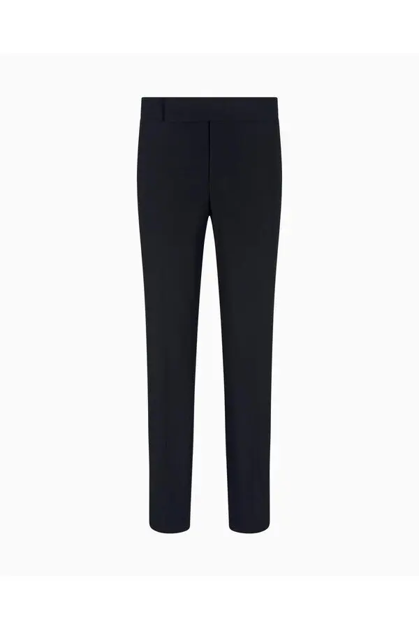 Giorgio Armani Virgin Wool Crêpe Trousers - Blue