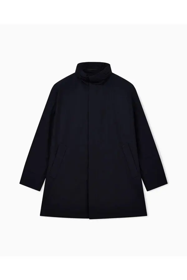 Giorgio Armani Stretch Nylon Pea Coat - Navy