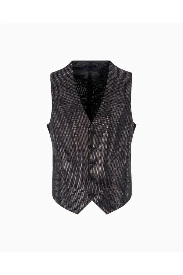 Giorgio Armani Viscose Blend Rhinestone Embellished Single-breasted Waistcoat - Black