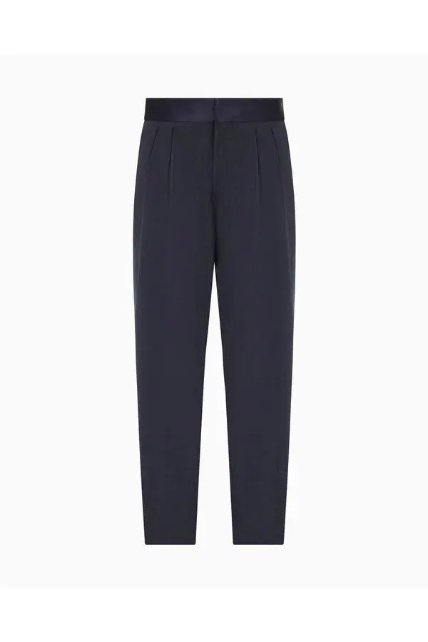 Giorgio Armani Washed Silk Blend Double-pleat Trousers - Blue