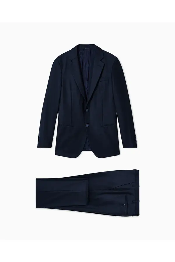 Giorgio Armani Manhattan Line Virgin-wool Single-breasted Suit - Navy