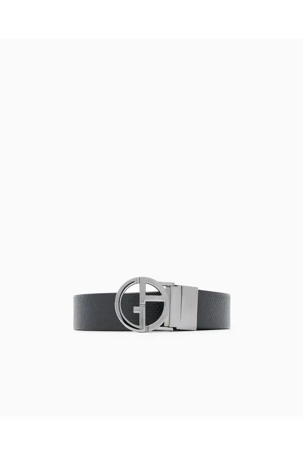 Giorgio Armani Brushed Calfskin Reversible Belt - Black
