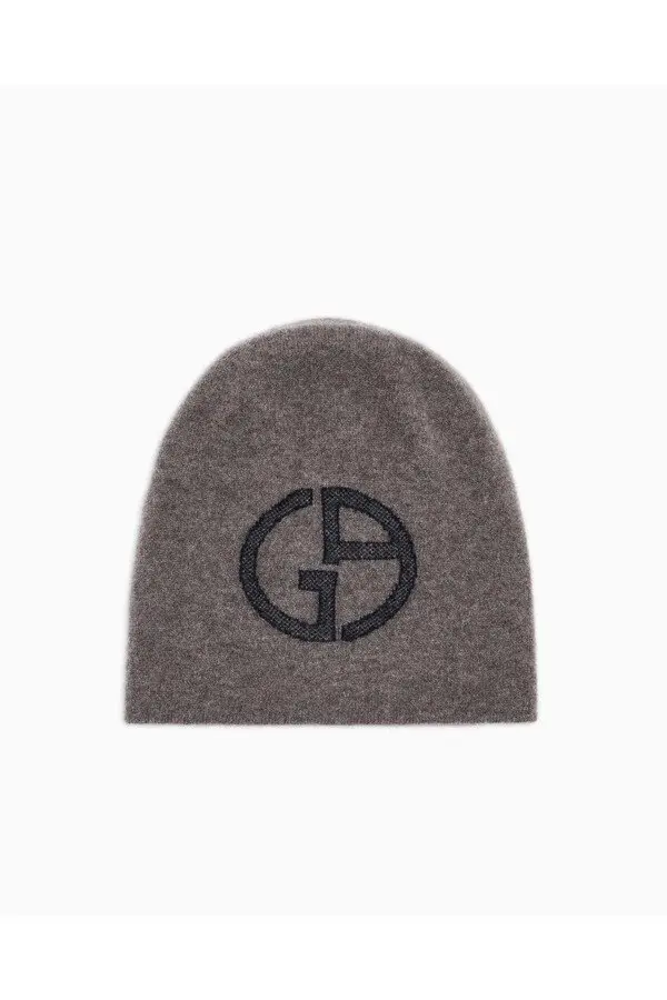 Giorgio Armani Cashmere Beanie With Ga Logo - Red