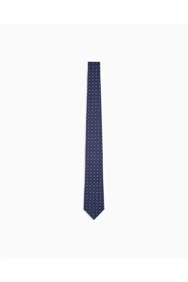 Giorgio Armani Silk Tie With Geometric Jacquard Motif - Blue