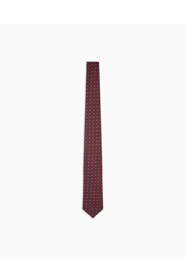 Giorgio Armani Silk Tie With Geometric Jacquard Motif - Red