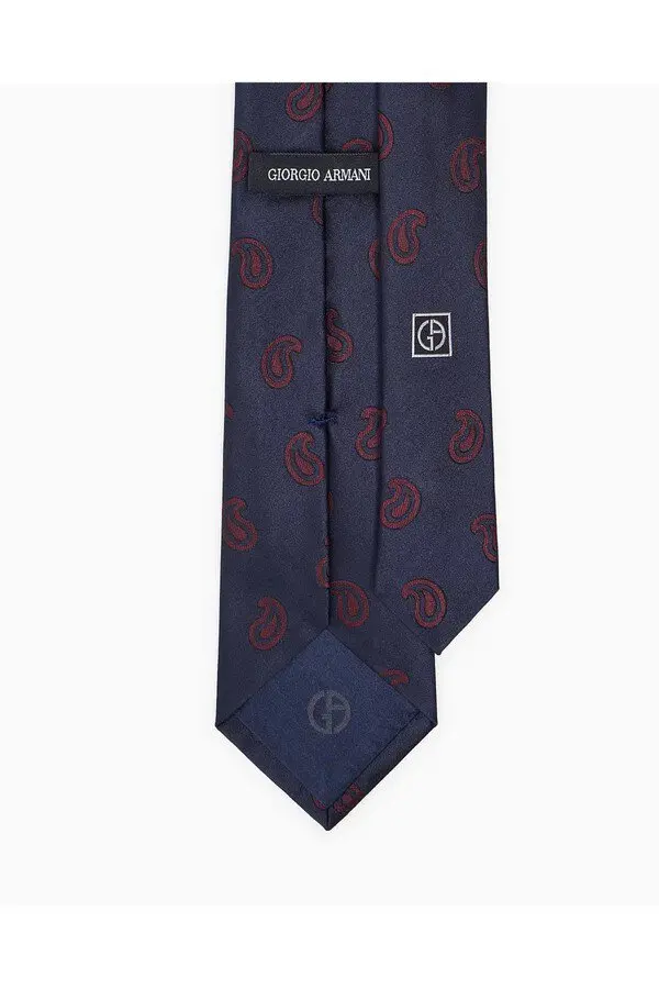 Giorgio Armani Jacquard Silk Neck Tie - Blue
