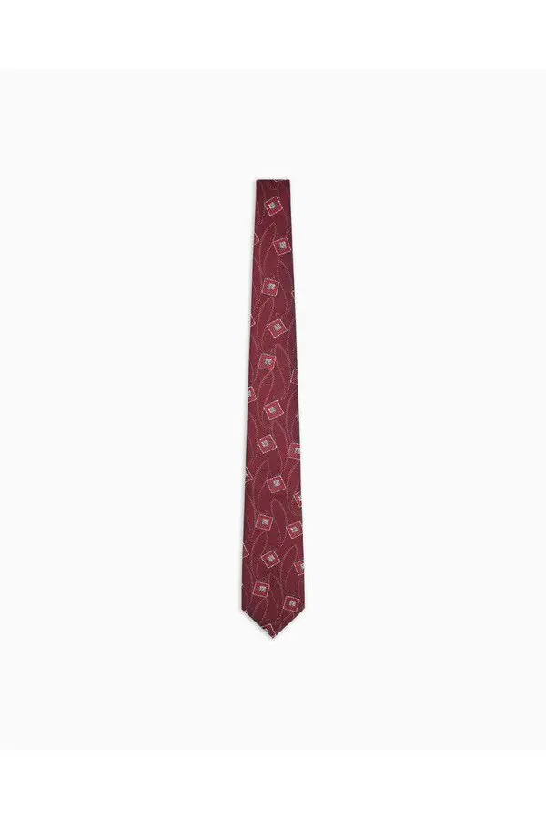 Giorgio Armani Jacquard Silk Neck Tie - Red