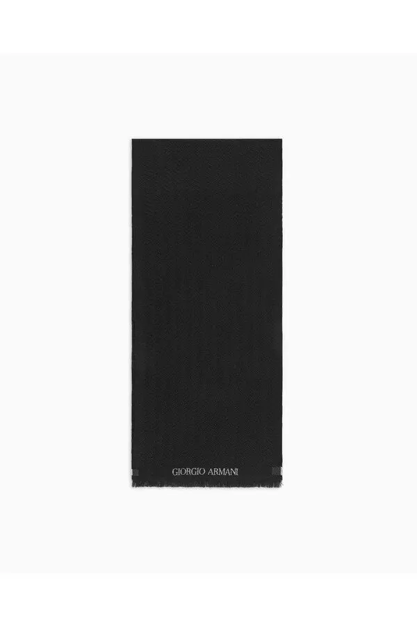 Giorgio Armani Jacquard Virgin-wool Scarf - Black