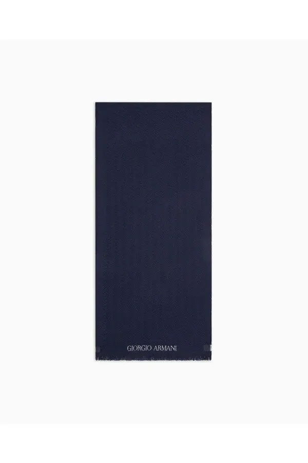 Giorgio Armani Jacquard Virgin-wool Scarf - Blue