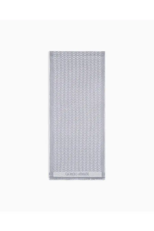 Giorgio Armani Jacquard Virgin-wool Scarf - Grey