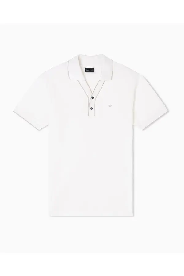 Emporio Armani Piqué Polo Shirt With Contrasting Edges - White