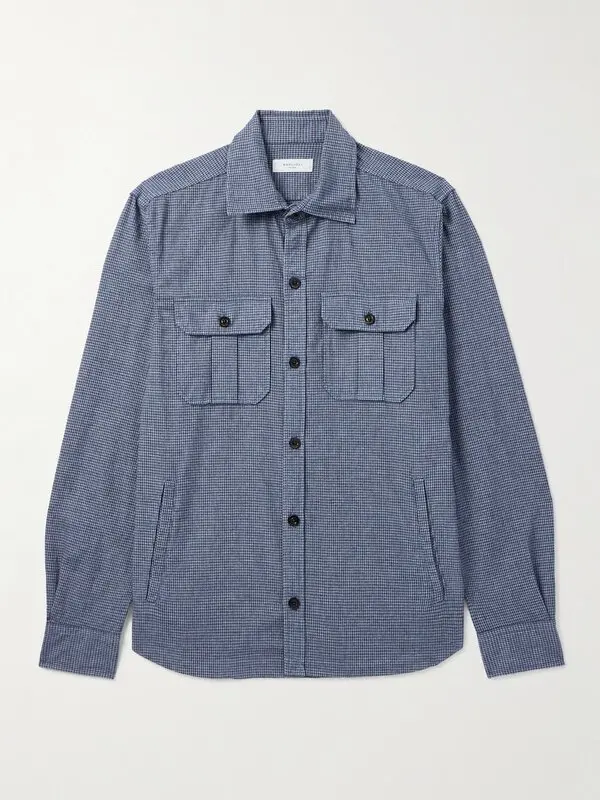 Boglioli David Checked Cotton-blend Overshirt - Blue