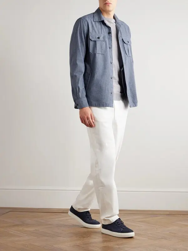 Boglioli David Checked Cotton-blend Overshirt - Blue
