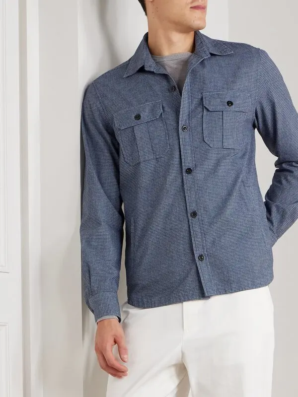 Boglioli David Checked Cotton-blend Overshirt - Blue