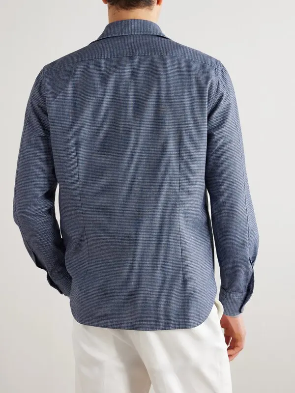 Boglioli David Checked Cotton-blend Overshirt - Blue