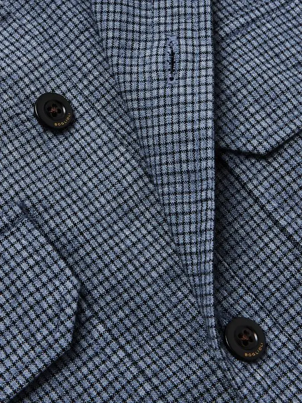 Boglioli David Checked Cotton-blend Overshirt - Blue
